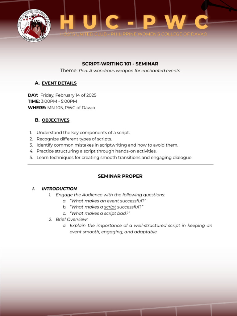 HUC - Workshop - Script-Writing Guide | PDF | Human Communication