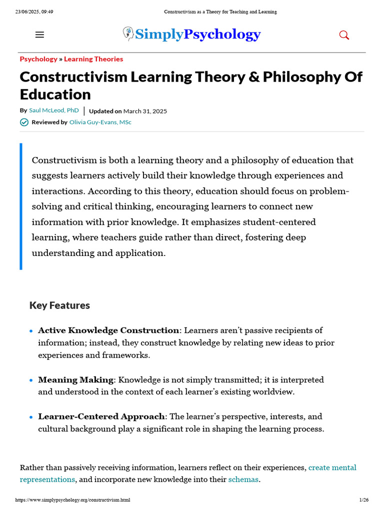Constructivism As A Theory For Teaching and Learning | PDF ...