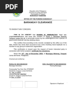 Barangay Clearance Certification Sample | PDF