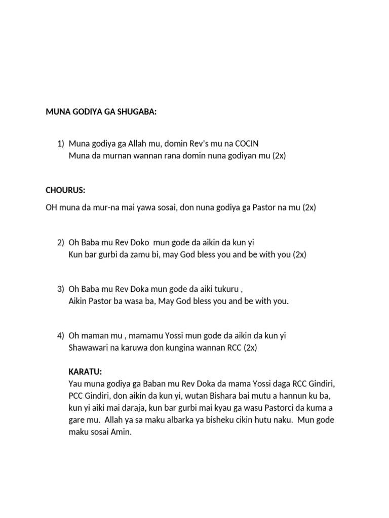 Muna Godiya Ga Shugaba | PDF