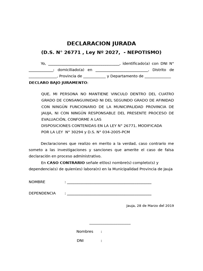 Declaración | PDF