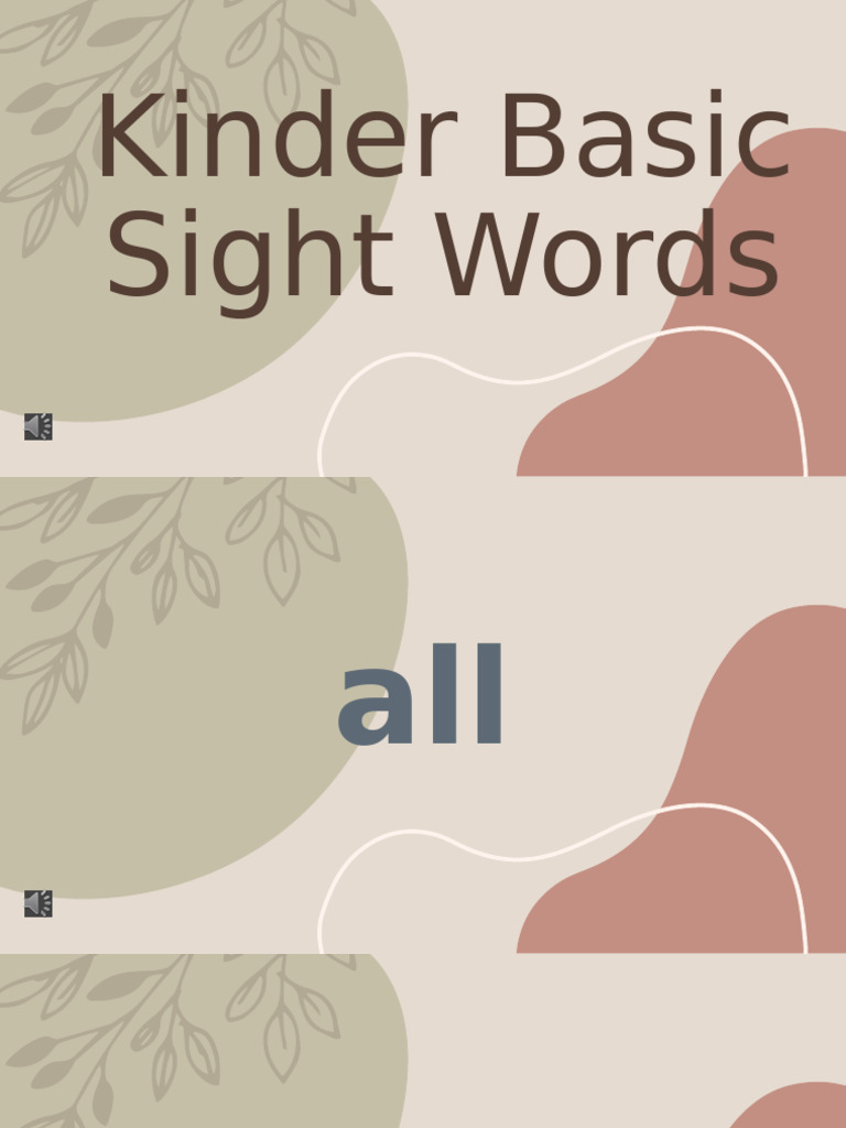 Kinder Basic Sight Words | PDF
