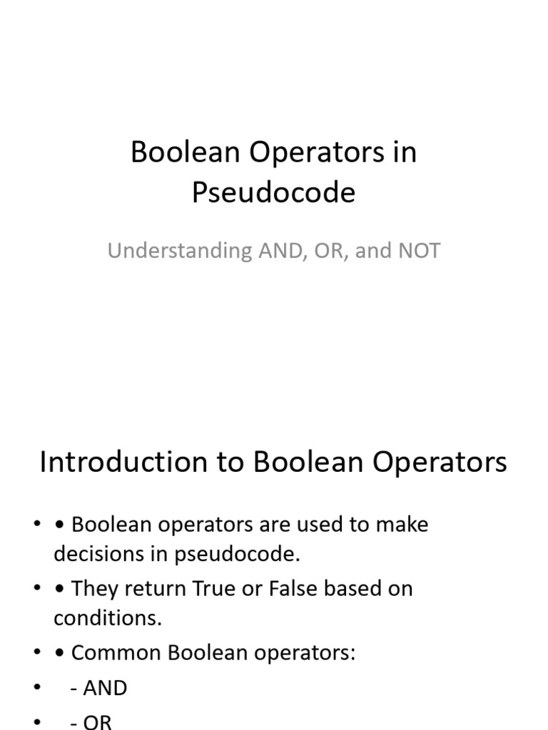 Logical Operators Pseudocode 1 | PDF