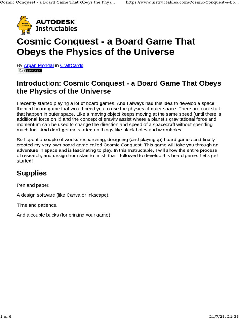 Cosmic Conquest: Space Board Game Guide | PDF | Gravity Assist ...