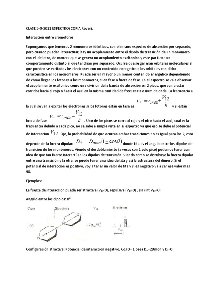 CLASE Interaccion Cromoforos | PDF | Electrón | Densidad espectral