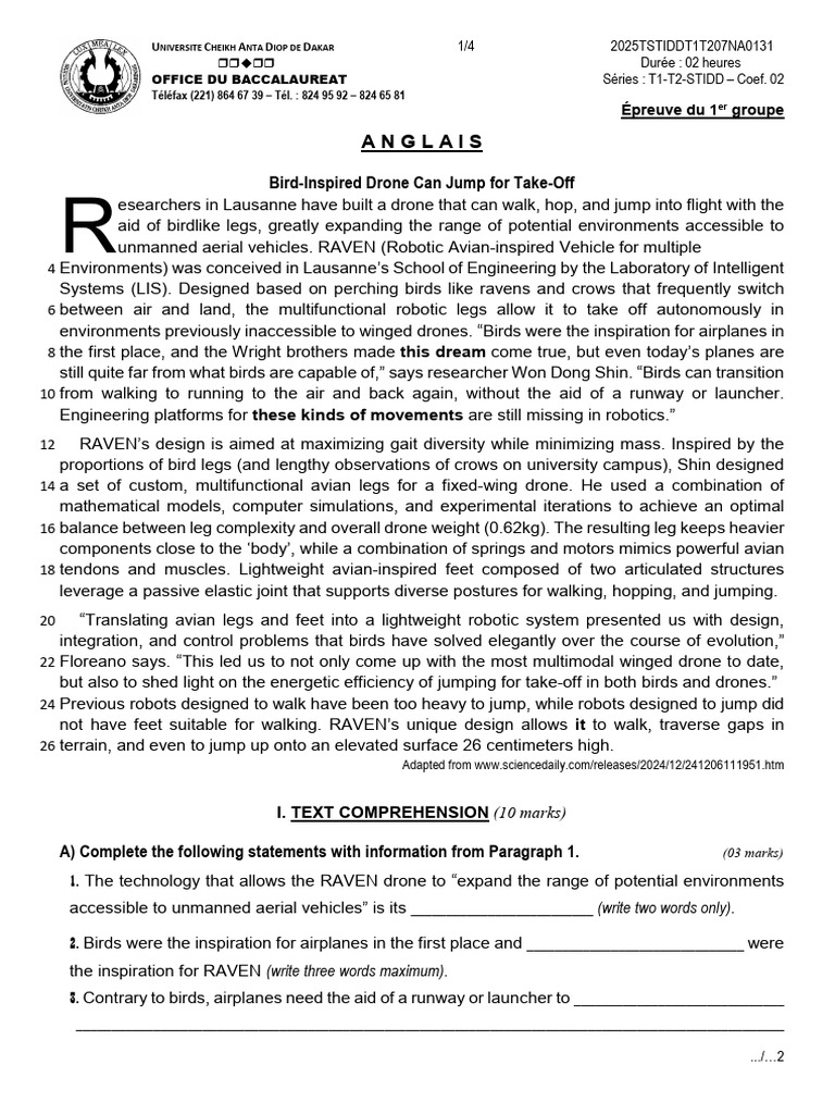 Anglais Stidd-T1t2 2025 | PDF | Unmanned Aerial Vehicle | Robotics