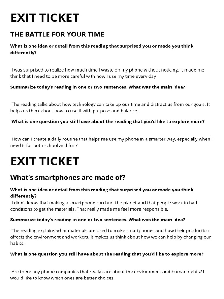 Here Are The Two Exit Ticket Activities Completed As If by A Latin ...