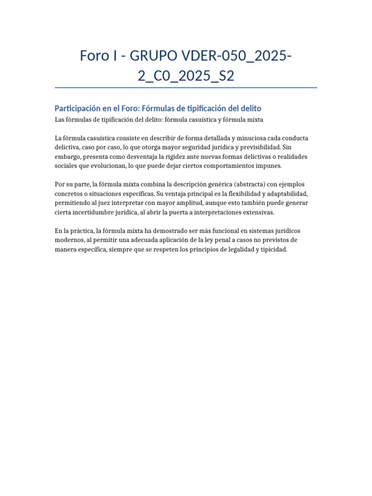 Participacion Foro Tipificacion Delito | PDF