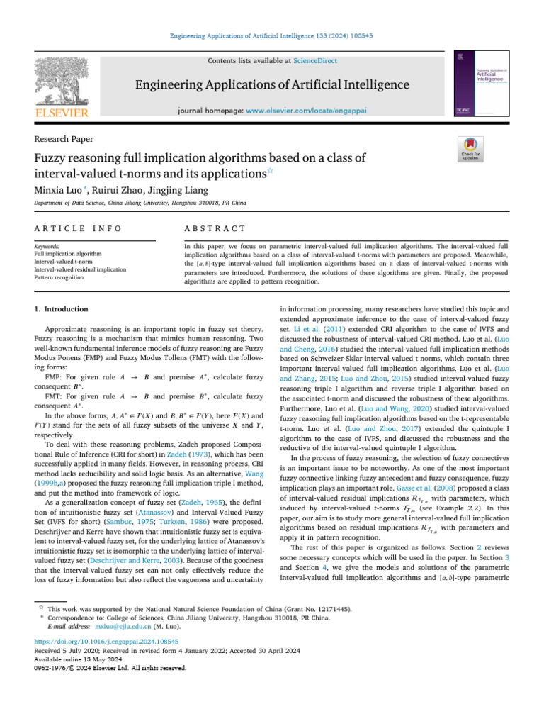 Fuzzy Reasoning Full Implication Algorithms Based On A Class of | PDF | Fuzzy Logic | Function ...