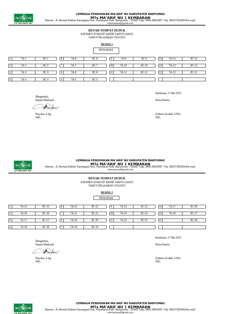 Denah Tempat Duduk Ifix | PDF