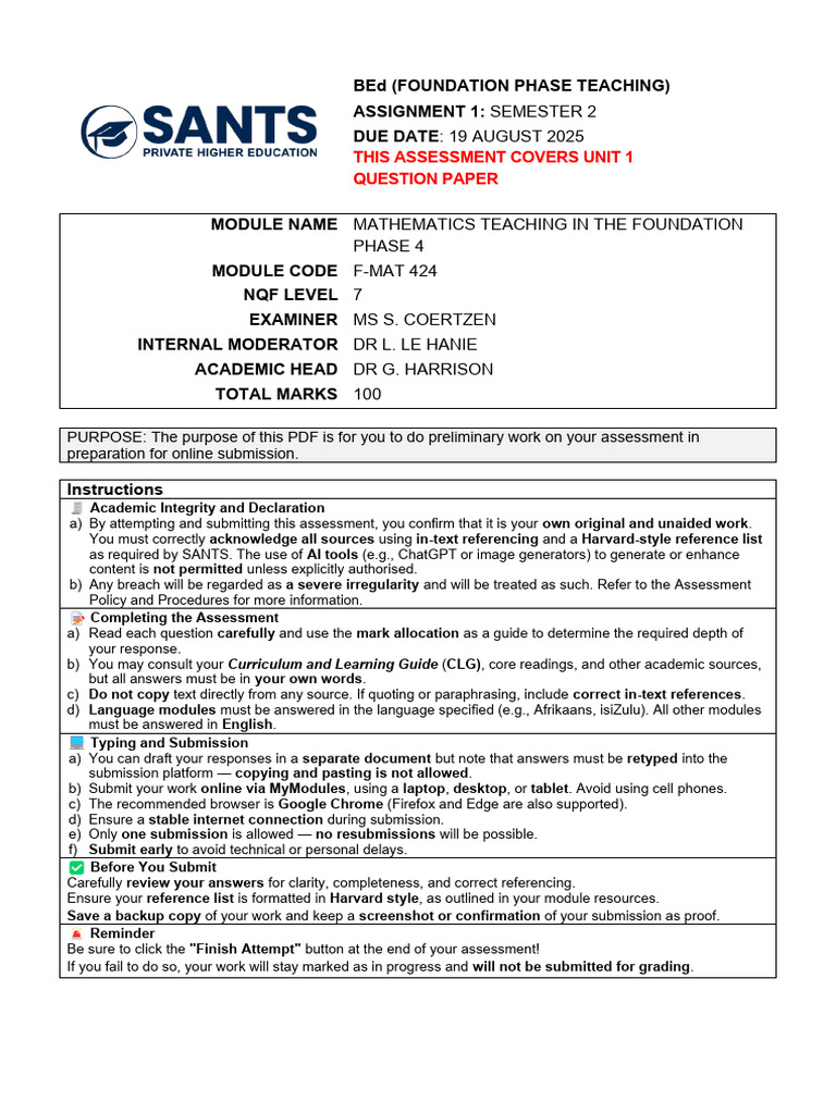 Foundation Phase Measurement Assessment | PDF | Learning | Measurement