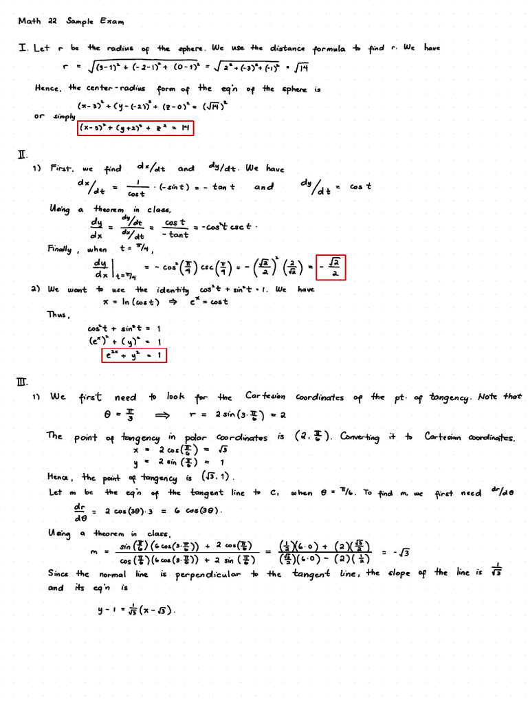 Math 22 Samplex 3.2 Answer Key | PDF | Mathematical Physics | Elementary Geometry