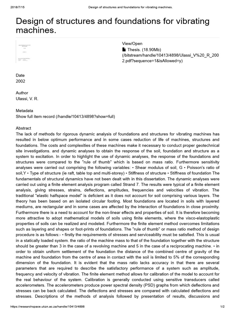Design of Structures and Foundations For Vibrating Machines | PDF | Stress (Mechanics ...