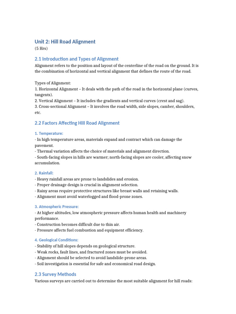 Unit 2 Hill Road Alignment | PDF | Road | Slope