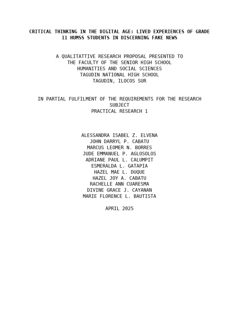 Research Proposal Discerning Fake News | PDF | Communication | Social ...