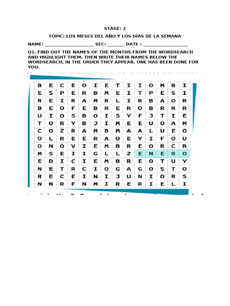 Los Meses y Los Dias | PDF