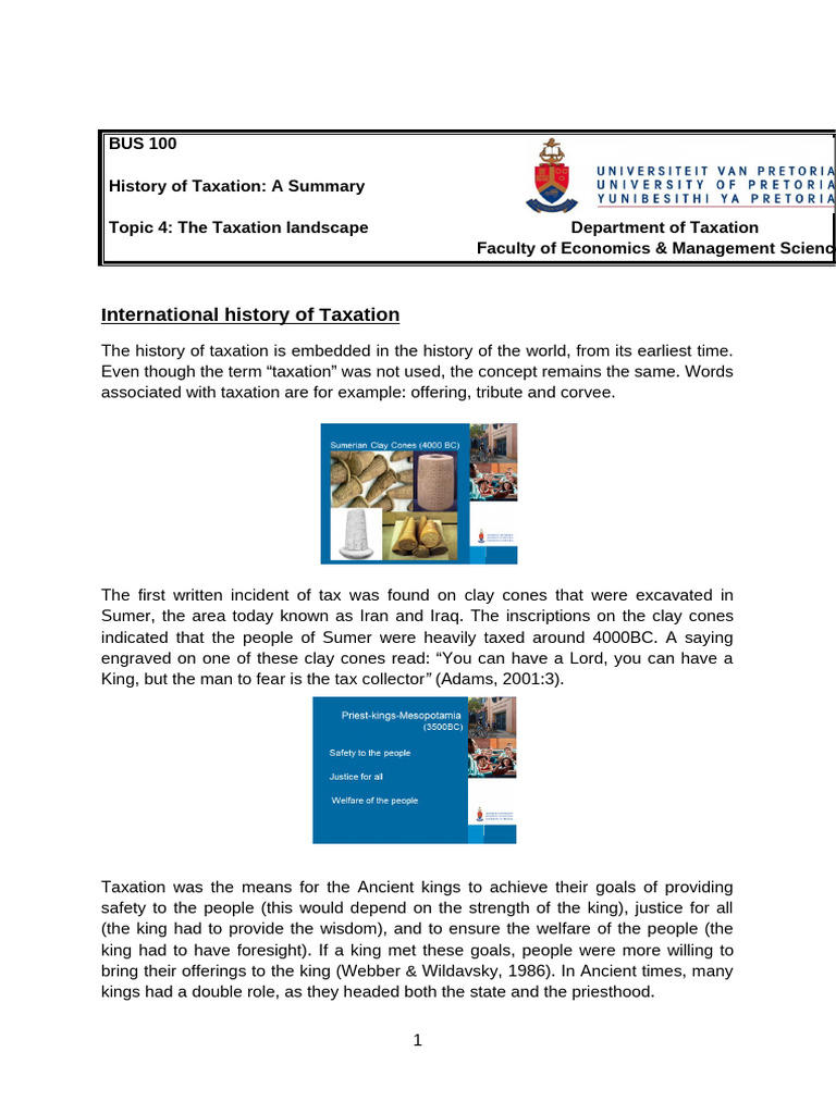 History of Taxation Overview | PDF | Taxes