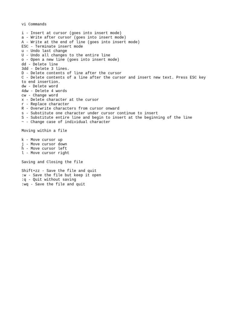 Vi Commands | PDF