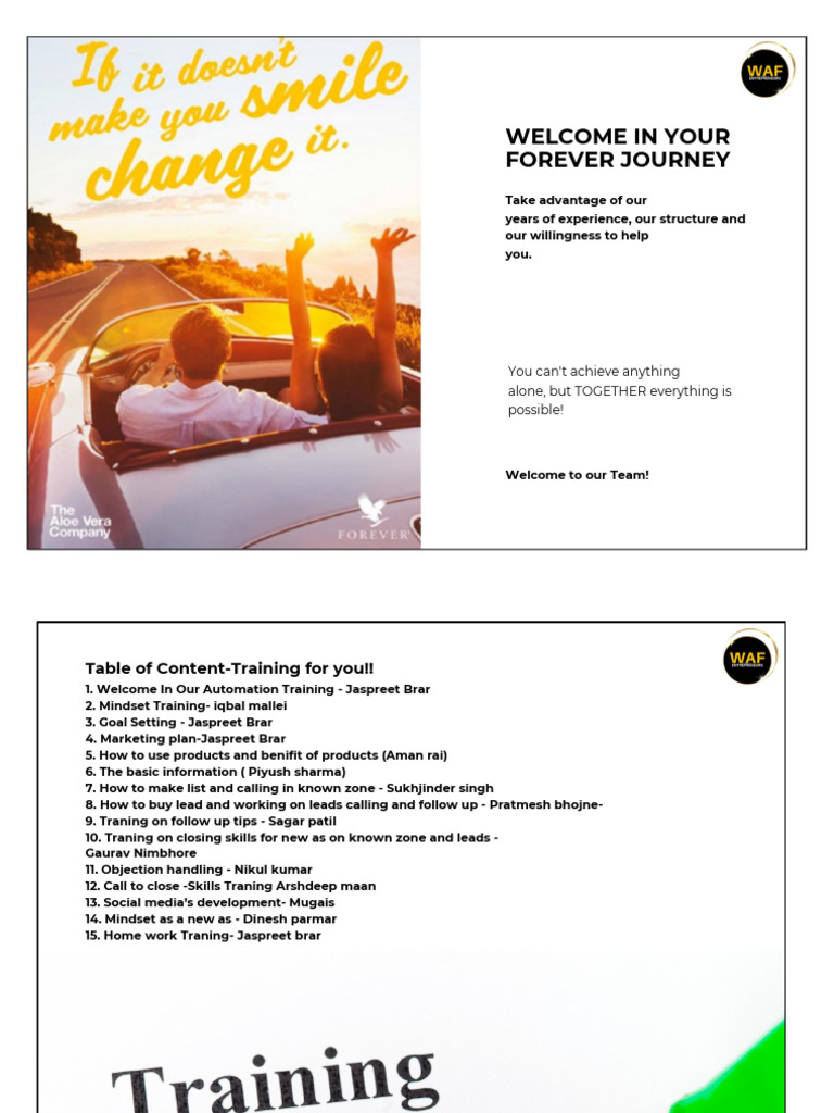 WAF Entrepreneurs Training Overview | PDF