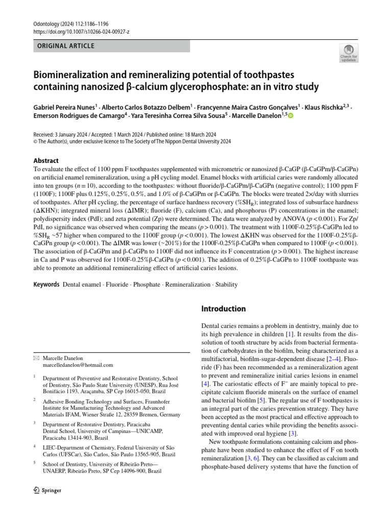 NUNES 2024 Biomineralization and Remineralizing Potential of ...