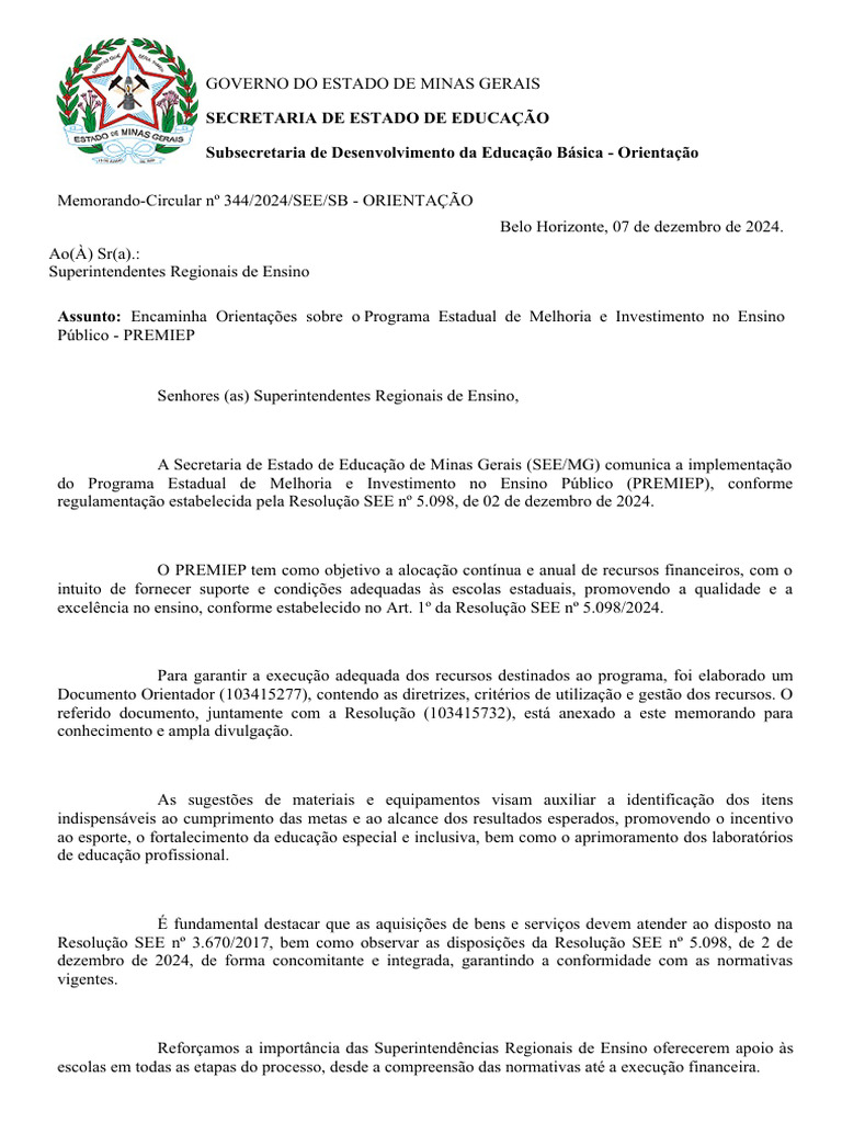 Memorando-Circular #344-2024 | PDF | Educação Especial
