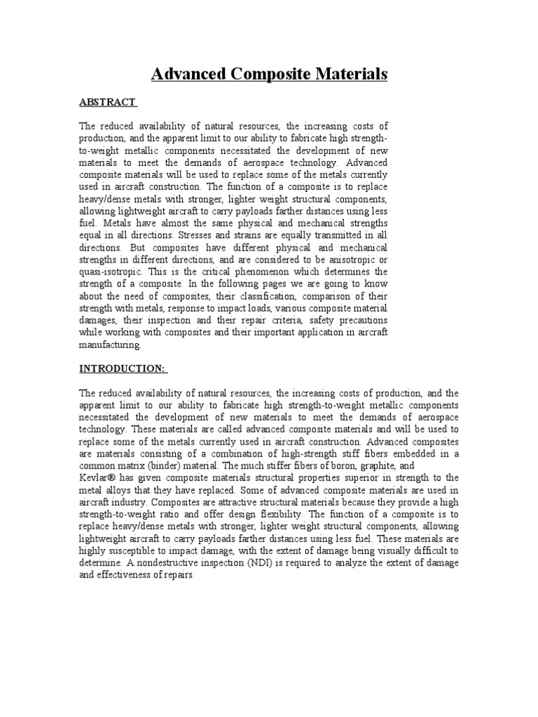Advanced Composite Material | PDF | Composite Material | Strength Of ...