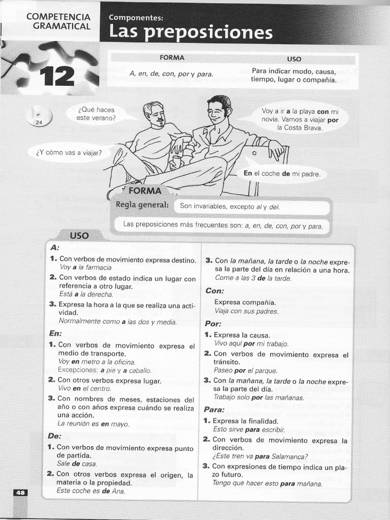 Las Preposiciones | PDF | Morfología Lingüística | Tipología Lingüística