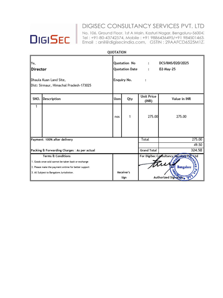 IIM Sirmaur EMBA Online Quotation | PDF