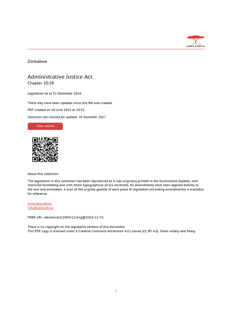 Zimbabwe Administrative Justice Act Overview | PDF | Administrative Law ...