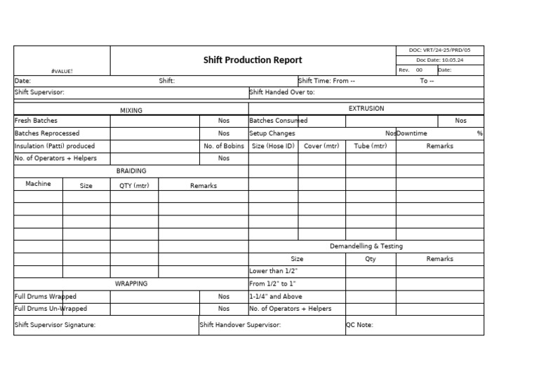 Shift Production Report Template | PDF