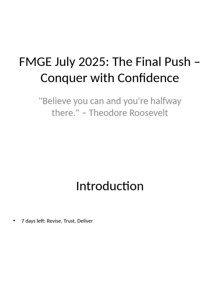 FMGE July 2025: Last-Minute Strategies | PDF