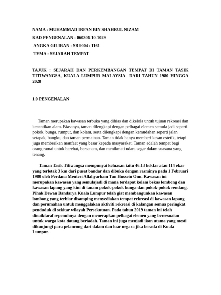 Proposal Sejarah (Irfan 6ausm) (Pembetulan) | PDF