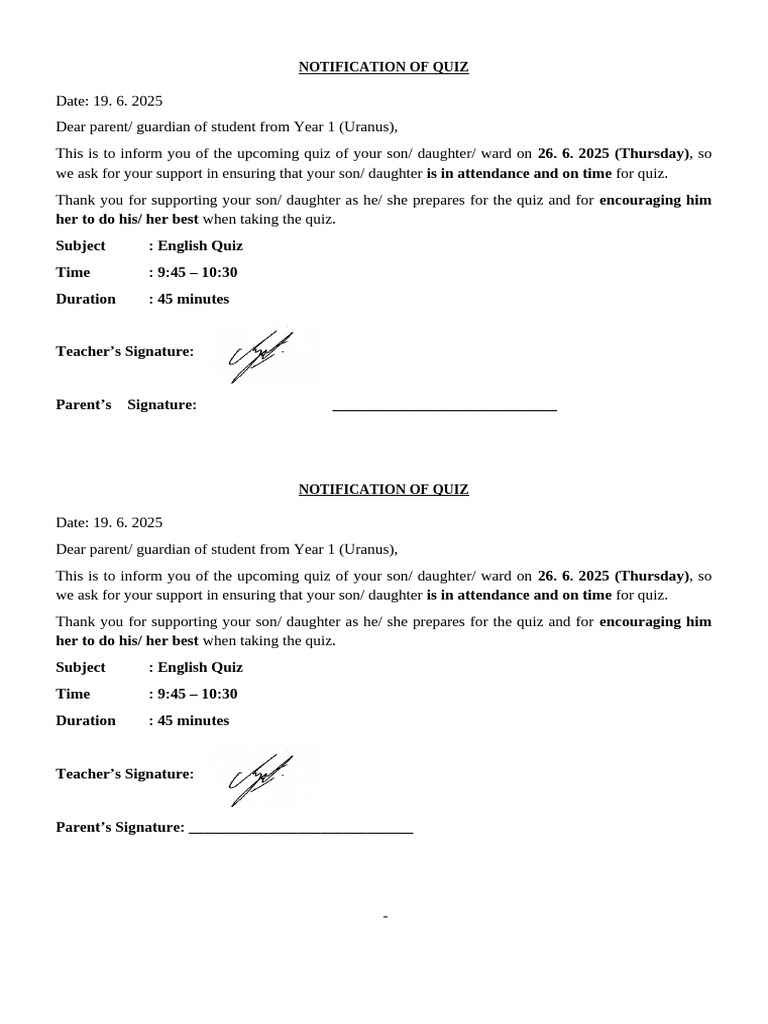 Quiz Notification - 4 | PDF