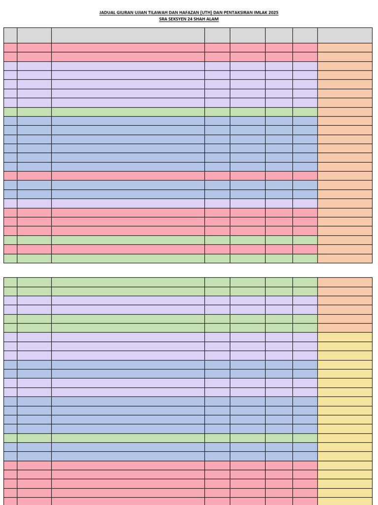 Jadual Giliran Ujian Tilawah Dan Hafazan Uth Dan Pentaksiran Imlak ...