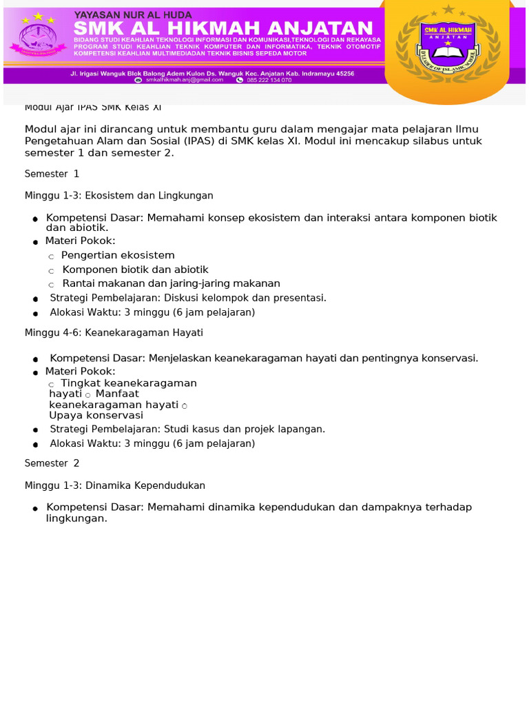 Modul Ajar IPAS Kelas XI SMK | PDF
