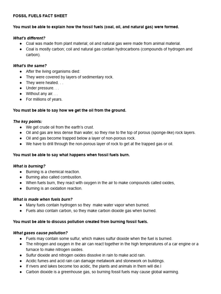 Fossil Fuels Fact Sheet | PDF
