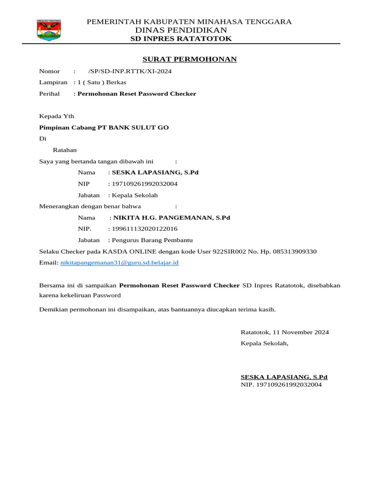 Permohonan Reset Password Pdf