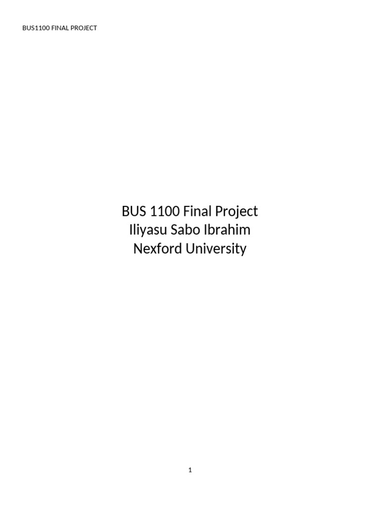 BUS1100 Final Project Submission | PDF | Mentorship | Goal