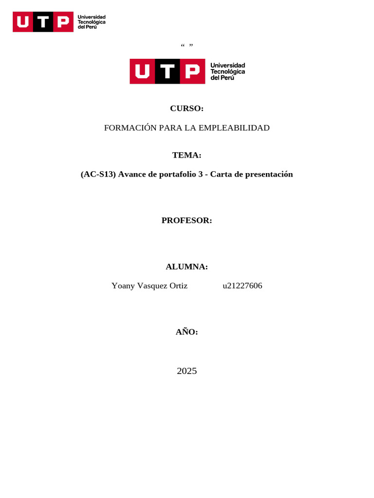 Carta de Presentación para INTERCORP | PDF
