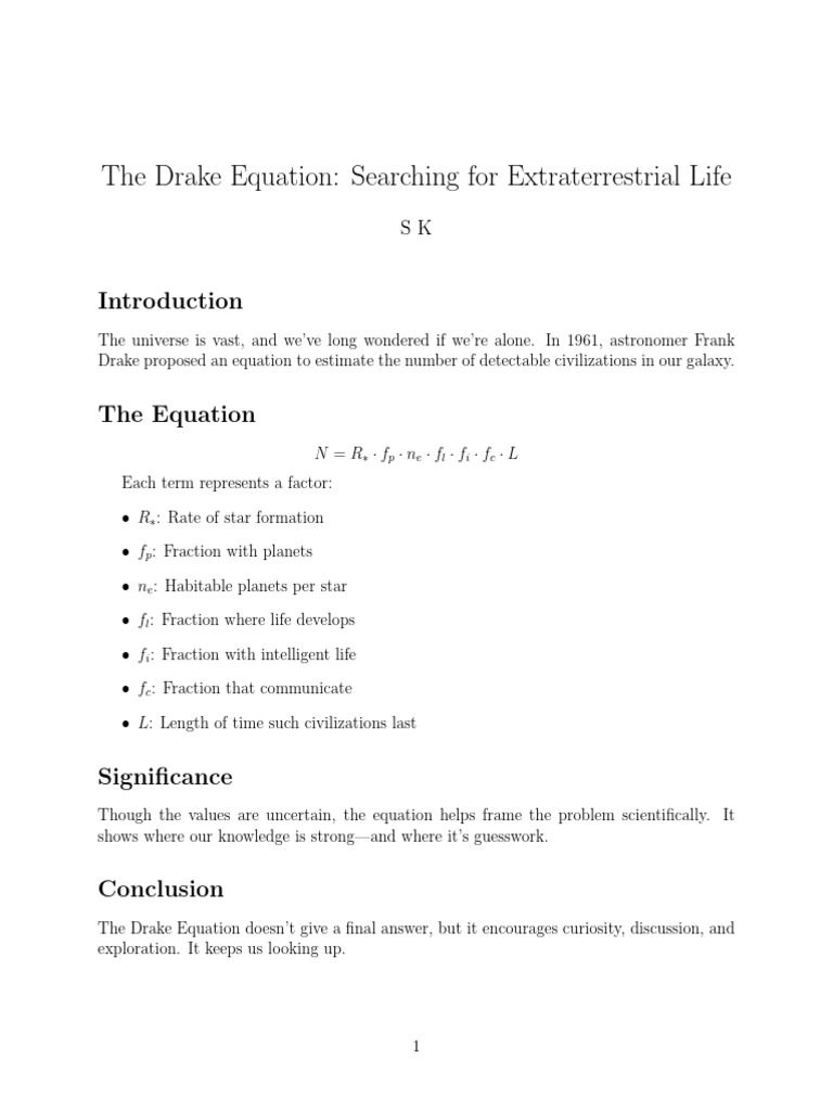 Understanding the Drake Equation | PDF