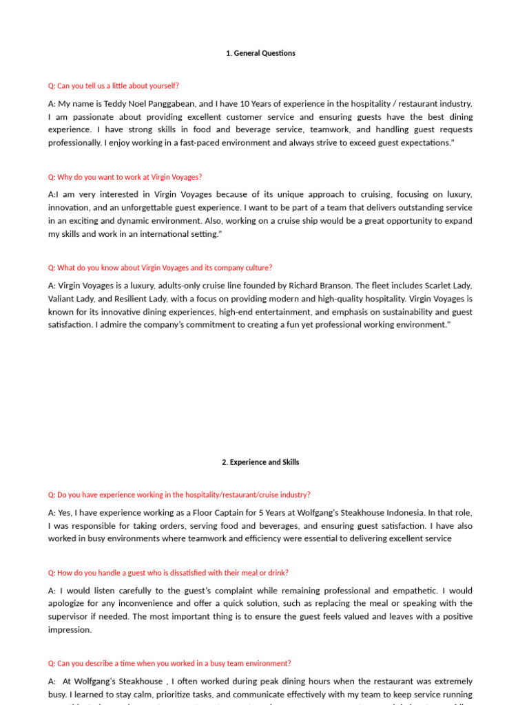 Q: Can You Tell Us A Little About Yourself?: 1. General Questions | PDF ...