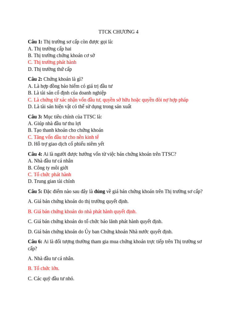 TTCK Chương 4 | PDF