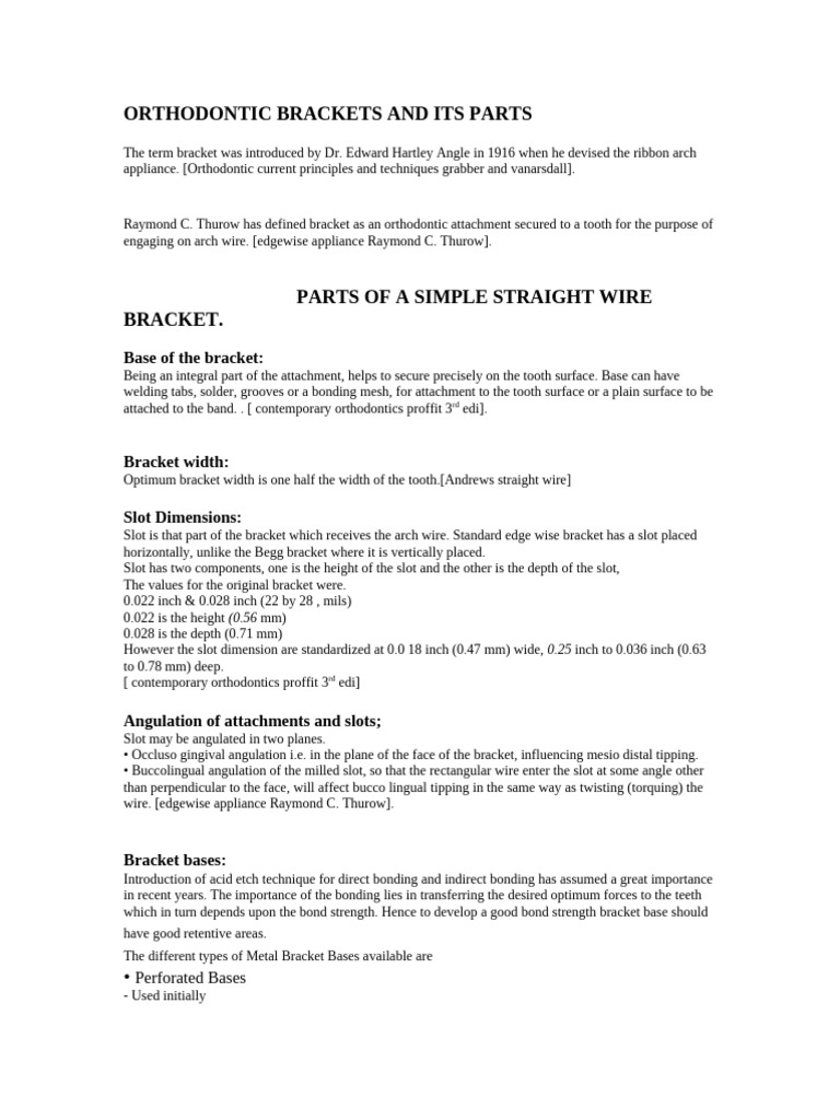 Components of Orthodontic Brackets | PDF | Orthodontics | Materials