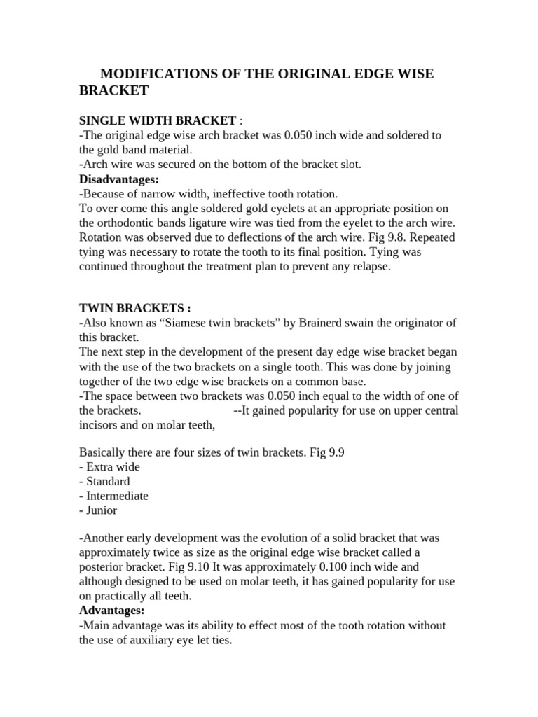 Modifications of The Original Edge Wise Bracket.. | PDF | Tooth ...