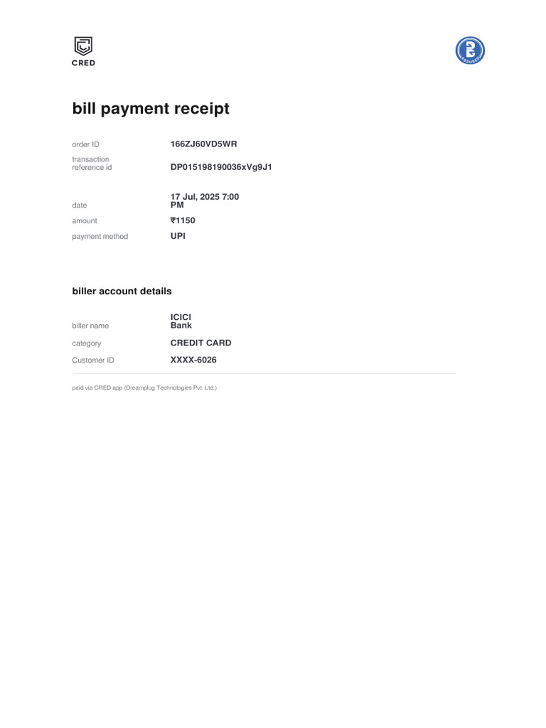 Bill Payment Receipt: Biller Account Details | PDF