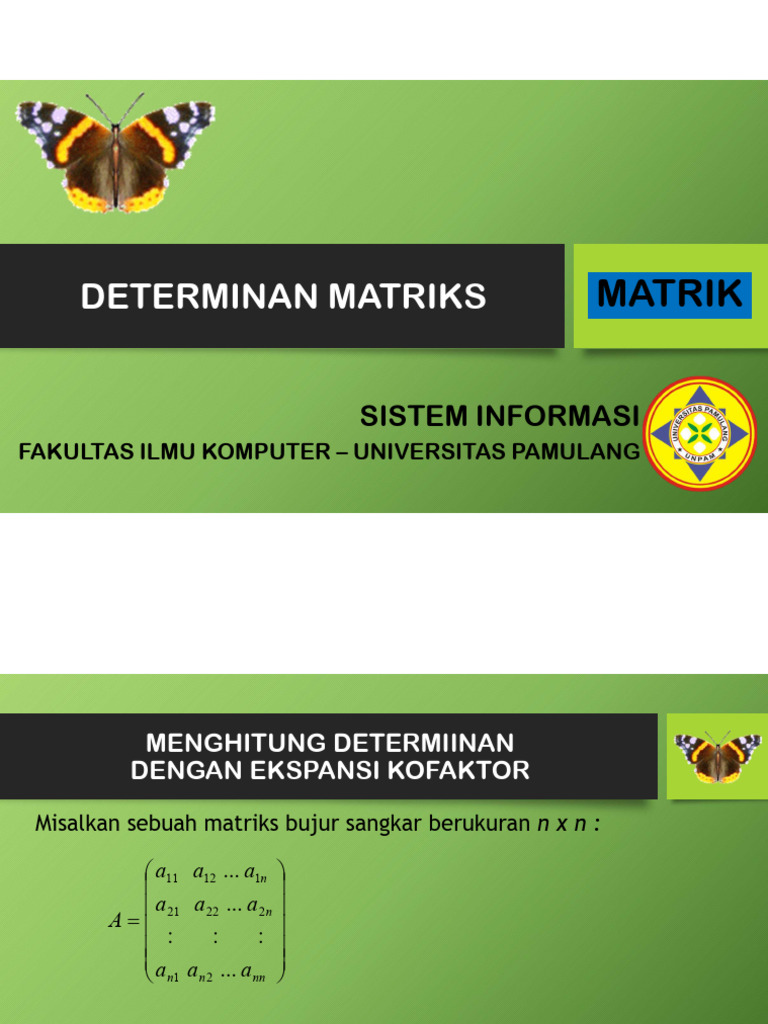 Aljabar Linier Dan Matriks - Determinan Matriks DG Kofaktor | PDF