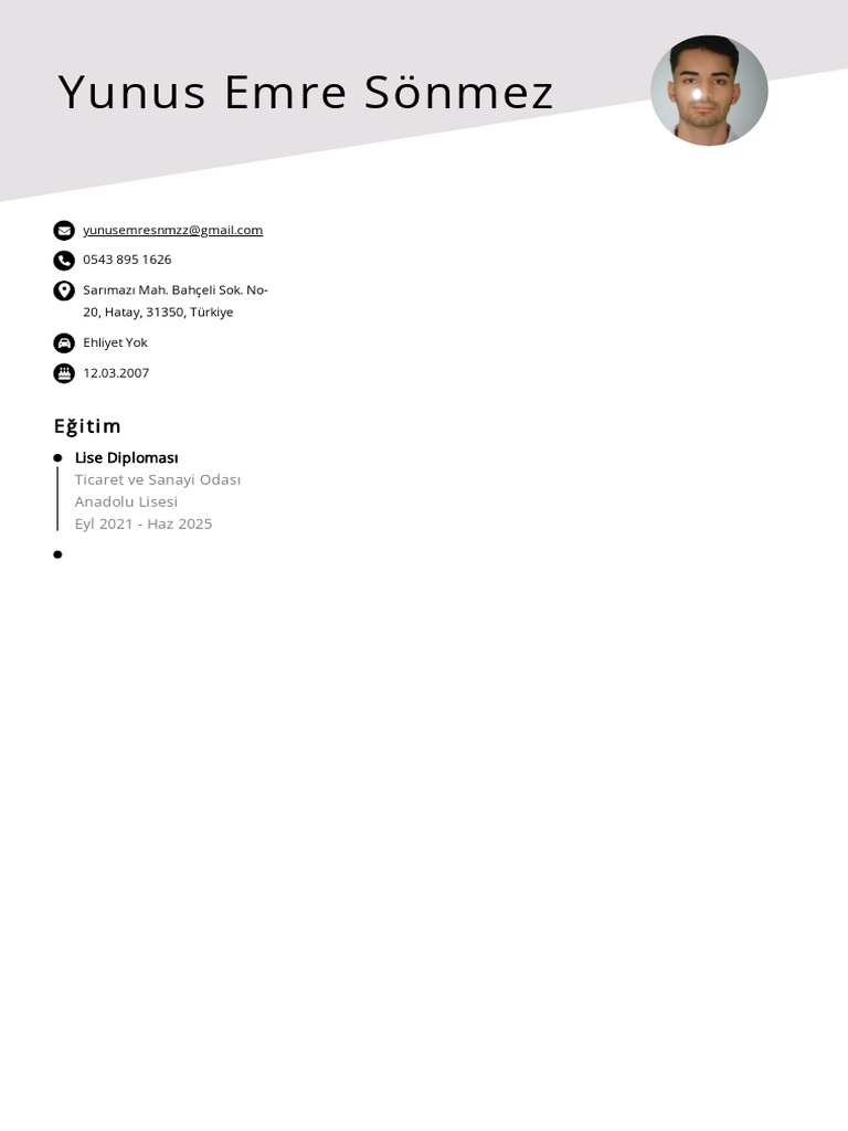 CV - Yunus Emre Sönmez | PDF