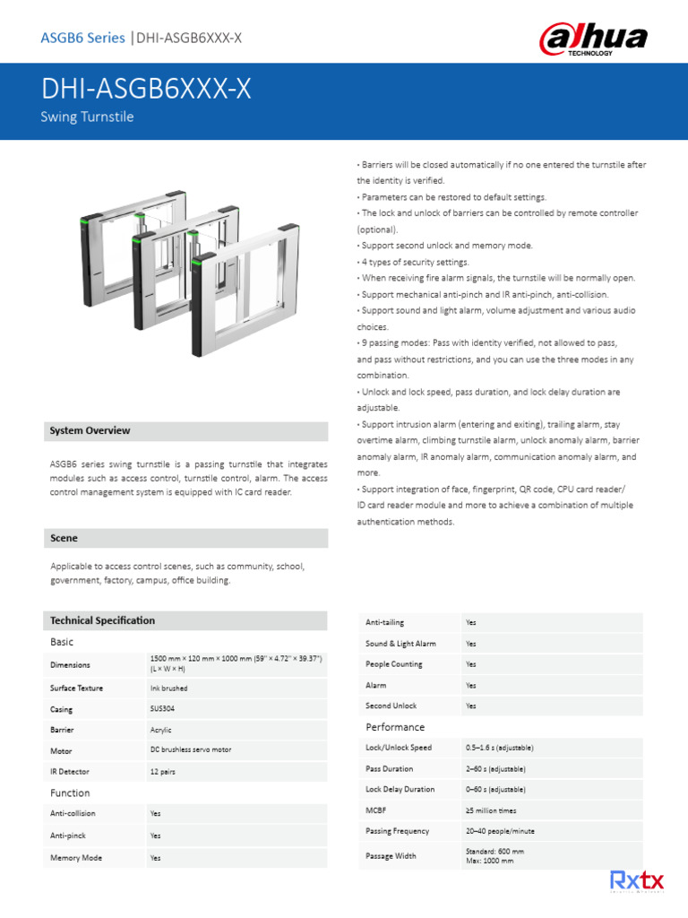 Dahua DHI ASGB620X D Datasheet | PDF | Access Control | Computer Engineering