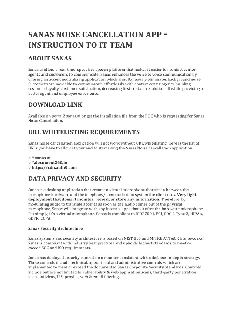 Sanas Noise Cancellation Overview | PDF | Security | Computer Security