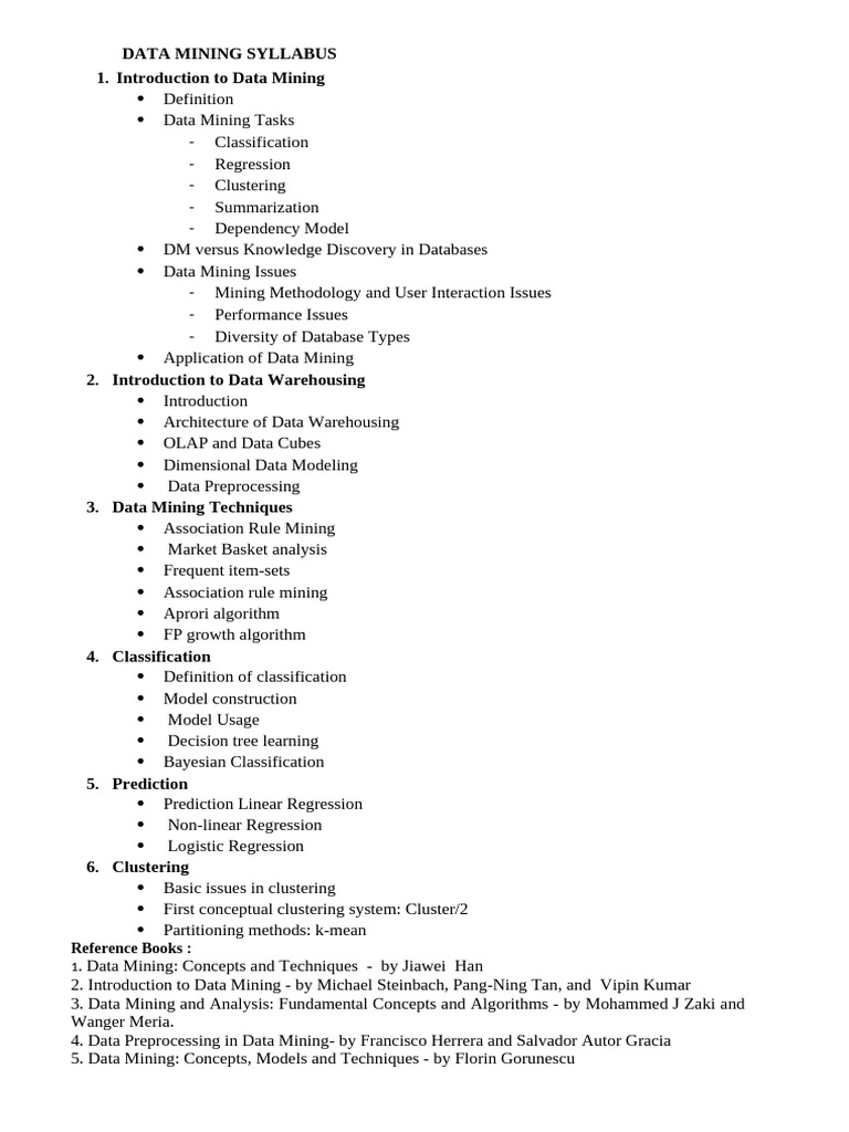 BCA23-505 Data Mining Syllabus | PDF